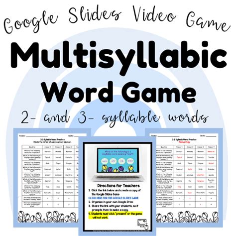 Multisyllabic Words Game With Worksheet Decoding Word Games Use