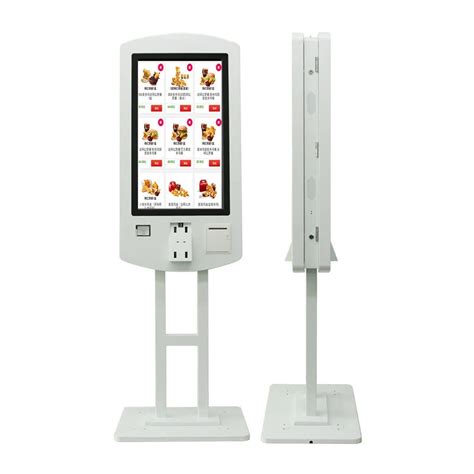 Self Ordering 32inch Touchscreen Payment Ticketing Kiosk With Thermal Printer Qr Code Scanner