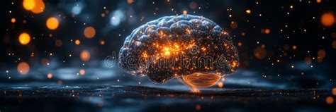 Glowing Abstract Human Brain with Neuronal Activity. Synapses, and Nerve Cells Stock ...