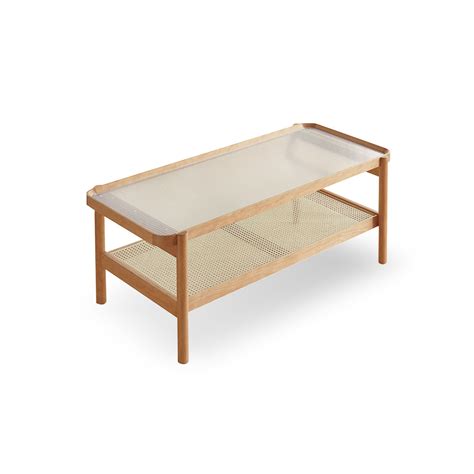 Wren Decors Burlywood Solid Wood Glass Rattan Rectangular Coffee Table Wayfair