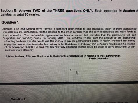 Solved Section B Answer Two Of The Three Questions Only