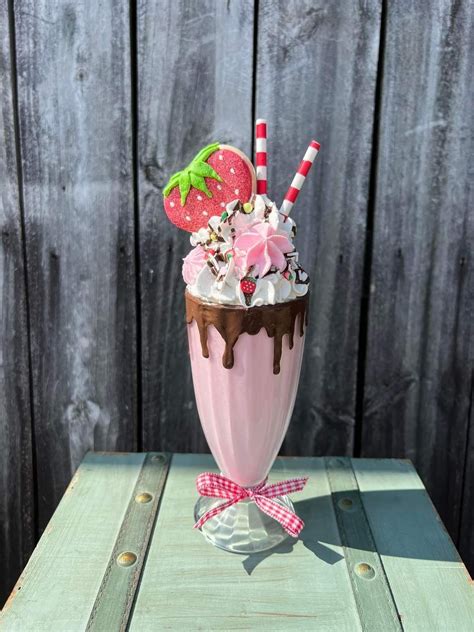 Pink Milkshake With Whipped Cream And Strawberries Faux Milkshake Diy
