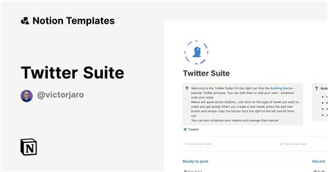 Twitter Suite Template By Victor Jaro Notion Marketplace