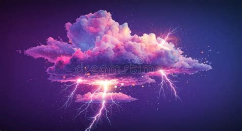 Pixel Art Cloud With Lightning And Sparkles Stock Illustration Illustration Of Pink Artistic