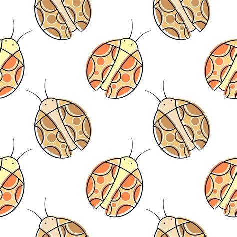 Seamless Pattern Hand Drawn Ladybug Color Version 12720139 Vector Art At Vecteezy