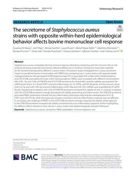Pdf The Secretome Of Staphylococcus Aureus Strains With Opposite