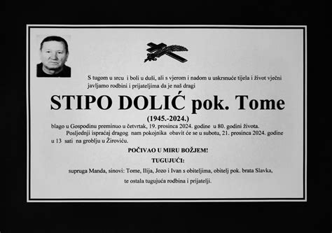Stipo Dolić Pok Tome Osmrtnice Livno
