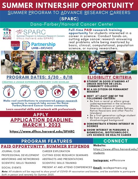 Summer 2023 Sparc Research Program The Dana Farberharvard Cancer Center Apply Now Csm