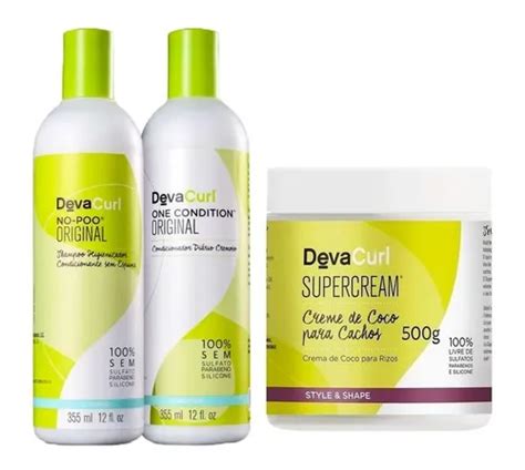 kit deva curl no poo e one condition 355ml e supercream 500g