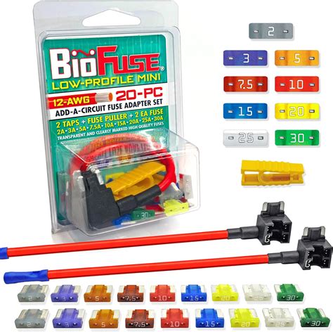 Biofuse Low Profile Mini Att 55 Piece Automotive Car Fuse Assortment Glove Box Set