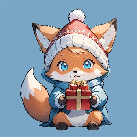 Premium Vector Cute Tricky Fox Merry Christmas