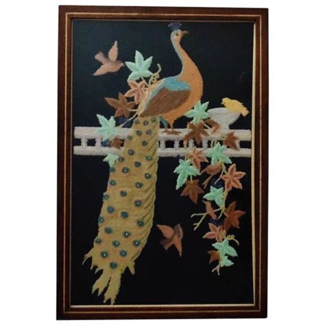 Large Antique Victorian Peacock Stump Work Stumpwork Birds And Leaves Etsy