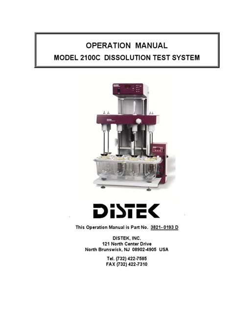 Distek Dissolution Tester Pdf Manufactured Goods Equipment