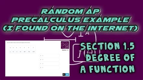 Ap Precalculus Section 15 Example Find The Degree Of A Function From