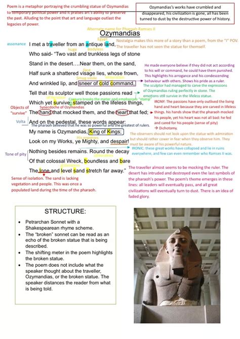 Ozymandias Poem Analysis English Home Language Stuvia Sa
