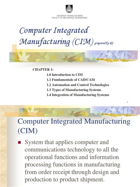 Overview Of Computer Integrated Manufacturing Pdf Automation