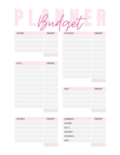 Pink Budget Planner Printable Pdf Etsy