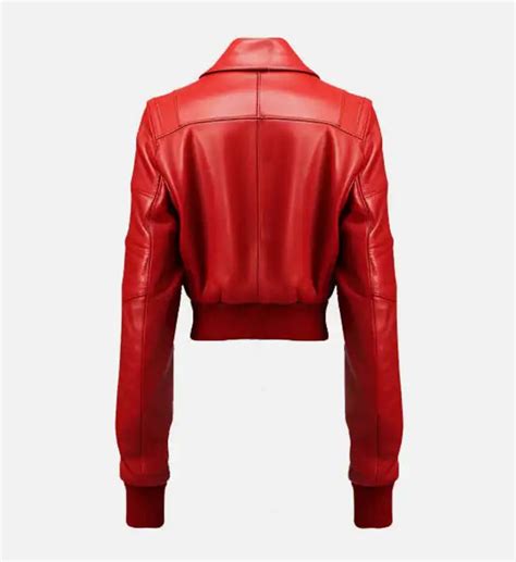 Womens Red Leather Jacket Bomber Style Au Leatherx