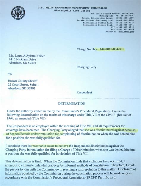 Eeoc Found Reasonable Cause To Believe Brown County Sheriffs Office Discriminated By Sex