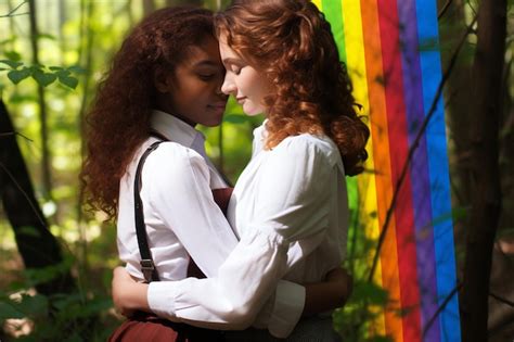 Dos Chicas Abrazadas En El Bosque Imagen Premium Generada Con Ia