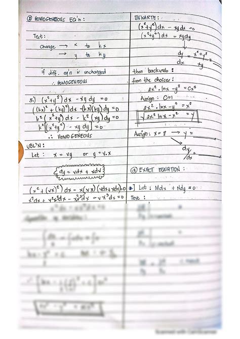 Solution Differential Equation Homogeneous Equation Studypool
