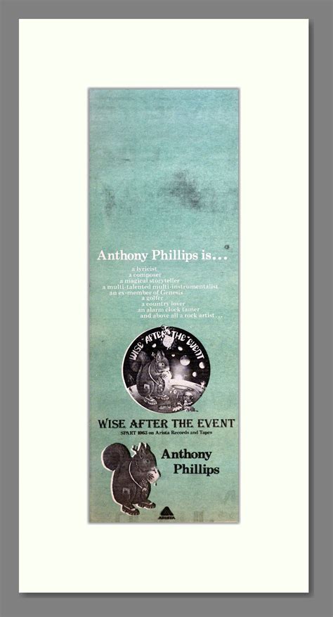 Anthony Phillips Wise After The Event Vintage Advert 1978 Ref Ad20