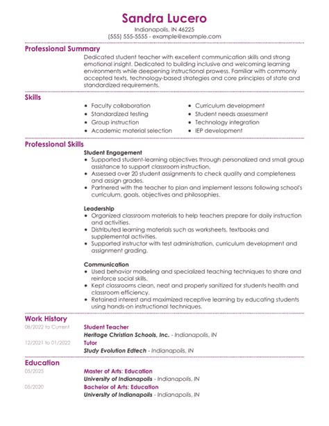 Sample Student Resume Skills