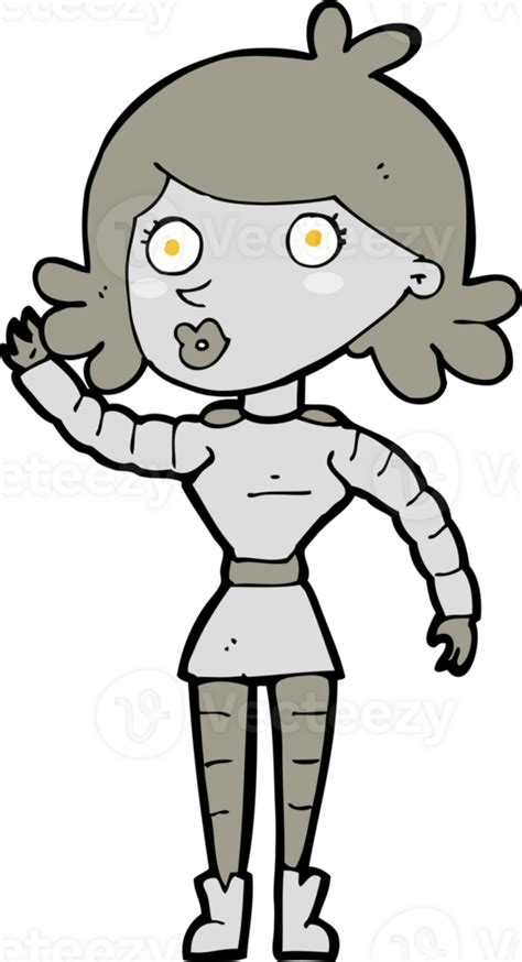 Cartoon Robot Woman Waving 45098354 Png