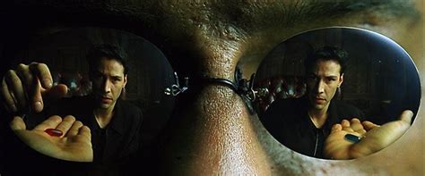 Each Glass In Morpheus Glasses Reflect A Different Reflection Of Neo