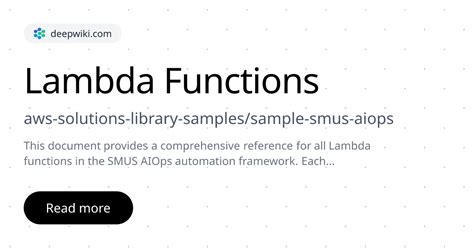 Lambda Functions Aws Solutions Library Samplessample Smus Aiops