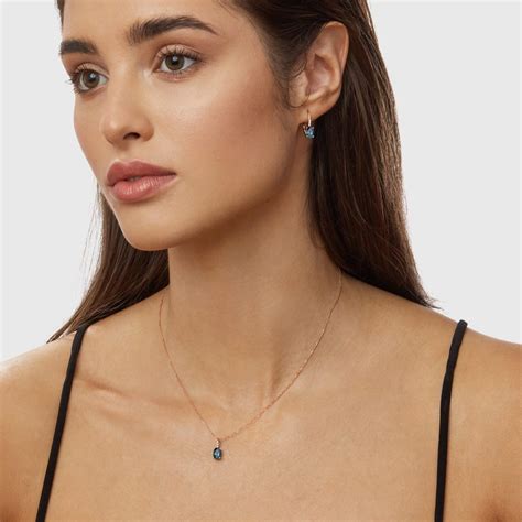 Set Aus Halskette Und Ohrringe Mit Londoner Topas In Roségold Klenota