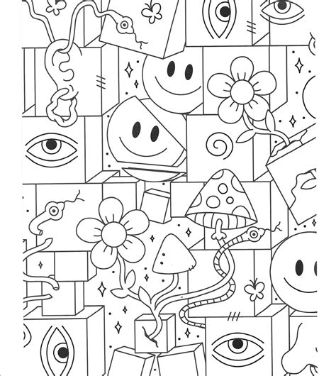 Funky Coloring Pages Weirdcore Coloring Page Eyeball Coloring Page