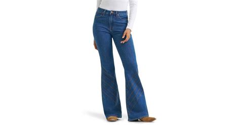 Wrangler Retro Seam High Waist Flare Leg Jeans In Blue Lyst