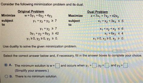 Solved Consider The Following Minimization Problem And Its