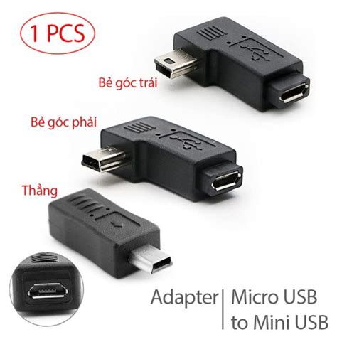 Đầu chuyển đổi Micro USB sang Mini USB thẳng bẻ góc trái phải
