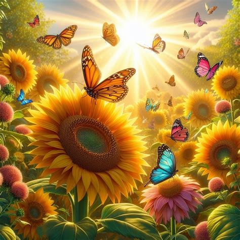 Campo De Girassóis Vetor Premium Gerado Com Ia