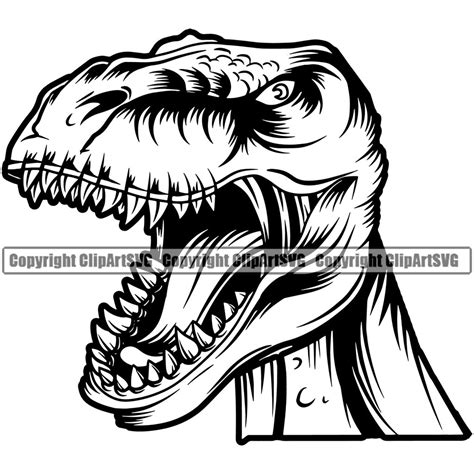 T Rex Black And White Clipart