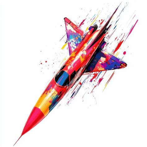 Hypersonic Aircraft Illustration In Colorful Pop Art Style Premium Ai