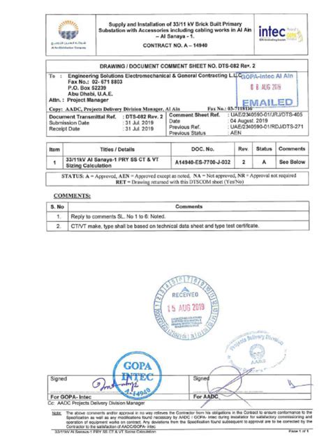 Ct Vt Sizing Calculation Compressed 1 Compressed Pdf