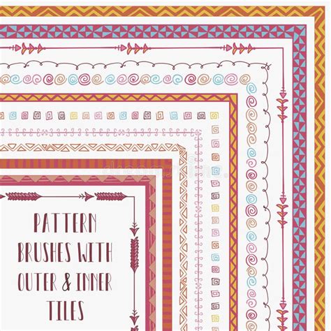 Vector Pattern Brushes With Outer And Inner Corner Tiles Stock Vector