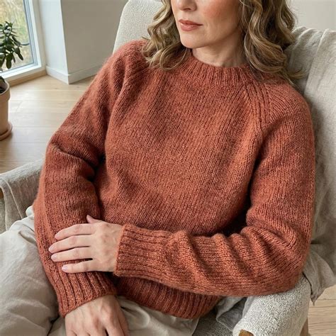 Raglan Crewneck Sweater Knitting Pattern Pdf Classic Everyday