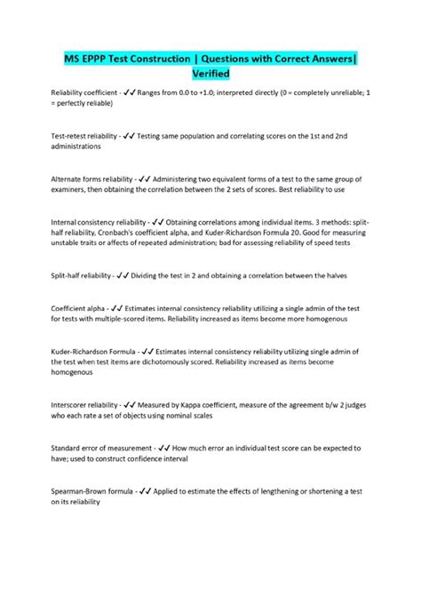 Ms Eppp Test Construction Questions With Correct Answers Verified Eppp Stuvia Us