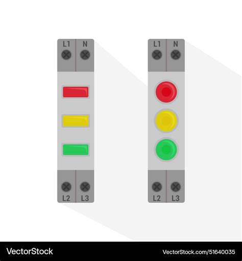 Three Phase Indicator For Din Rail Mounting Vector Image