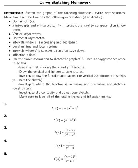 Solved Curve Sketching Homework Instructions Sketch The Chegg
