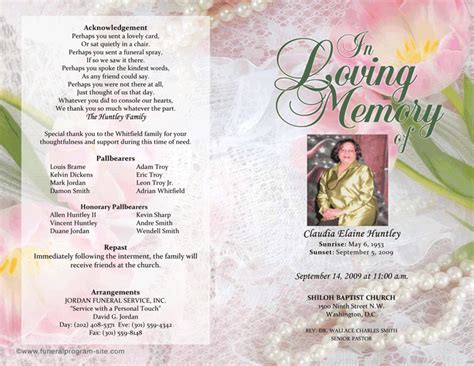 Free Funeral Program Template Pdf 125kb 4 Page S