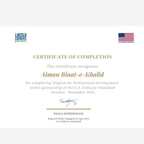 Aiman Binat E Khalid On Linkedin English For Professional Development Under The Scholarship Of