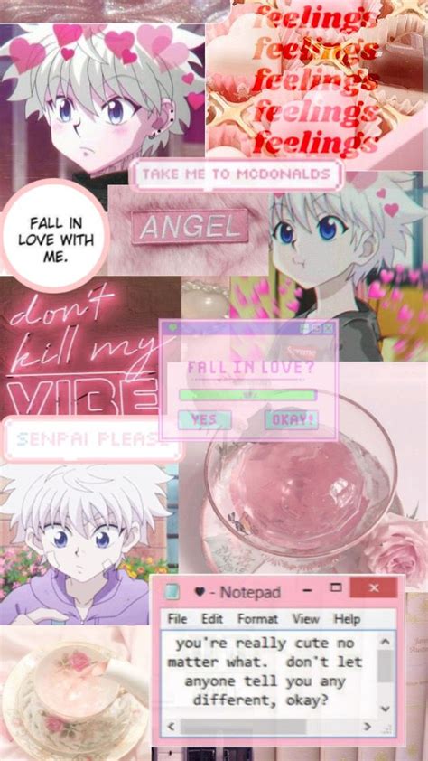 Killua Aesthetic Pink Iphone Wallpaper Fond Decran Dessin Fond Ecran Dessin