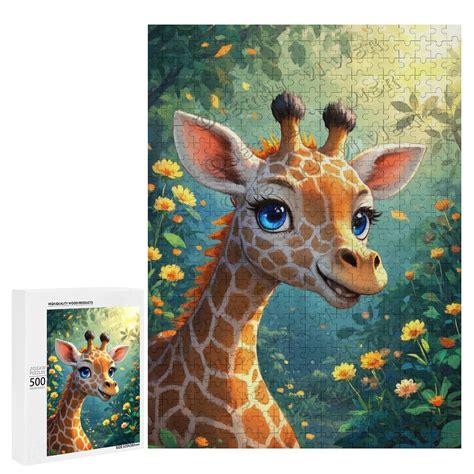500 Piece Giraffe Puzzle Cartoon Giraffe Decor Relaxing Puzzle For