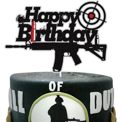 Gun Cake Topper Black Acrylic Shooting Theme Birthday 54 Off