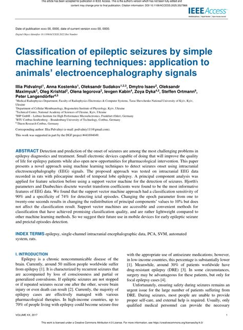 Pdf Classification Of Epileptic Seizures By Simple Machine Learning Techniques Application To